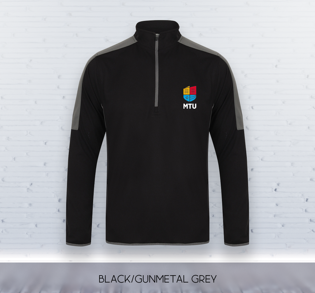 MTU Logo Half Zip - Black with Gunmetal Grey – Munster Technological ...