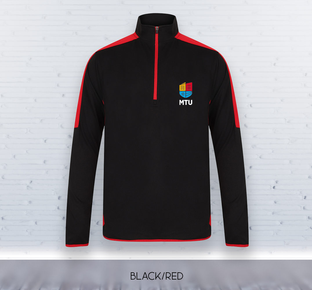 MTU Logo Half Zip - Black with Red – Munster Technological University