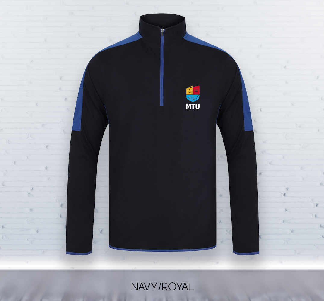 MTU Logo Half Zip - Navy with Royal Blue – Munster Technological University